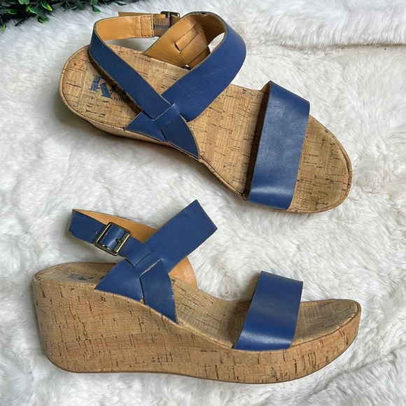 Kork-Ease | Shoes | Korks By Korkease Size 8 Blue Leather Wedge Sandals ...